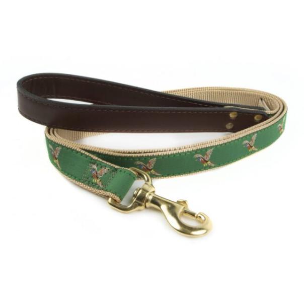 American Traditions Leather And Ribbon Dog Leash Pheasants – Bitch New York