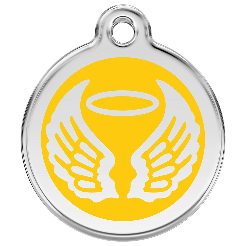 Stainless Steel And Enamel Angel Wings Yellow Dog ID Tag – Bitch New York
