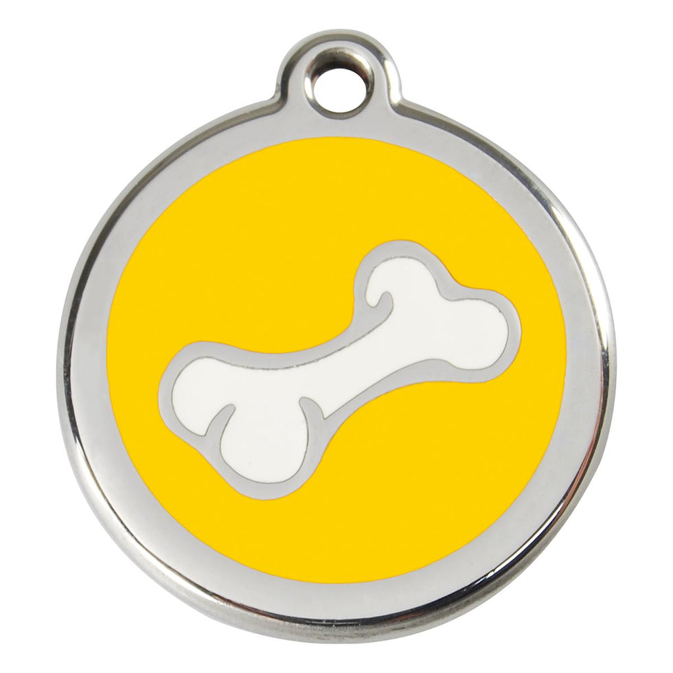 Stainless Steel And Enamel Diagonal Bone Yellow Dog ID Tag – Bitch New York