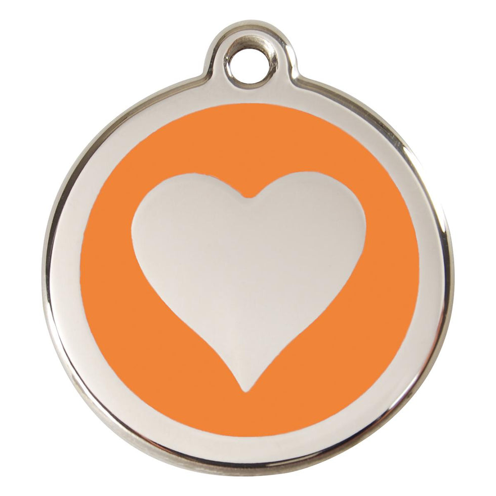 Stainless Steel And Enamel Heart Orange Dog ID Tag – Bitch New York