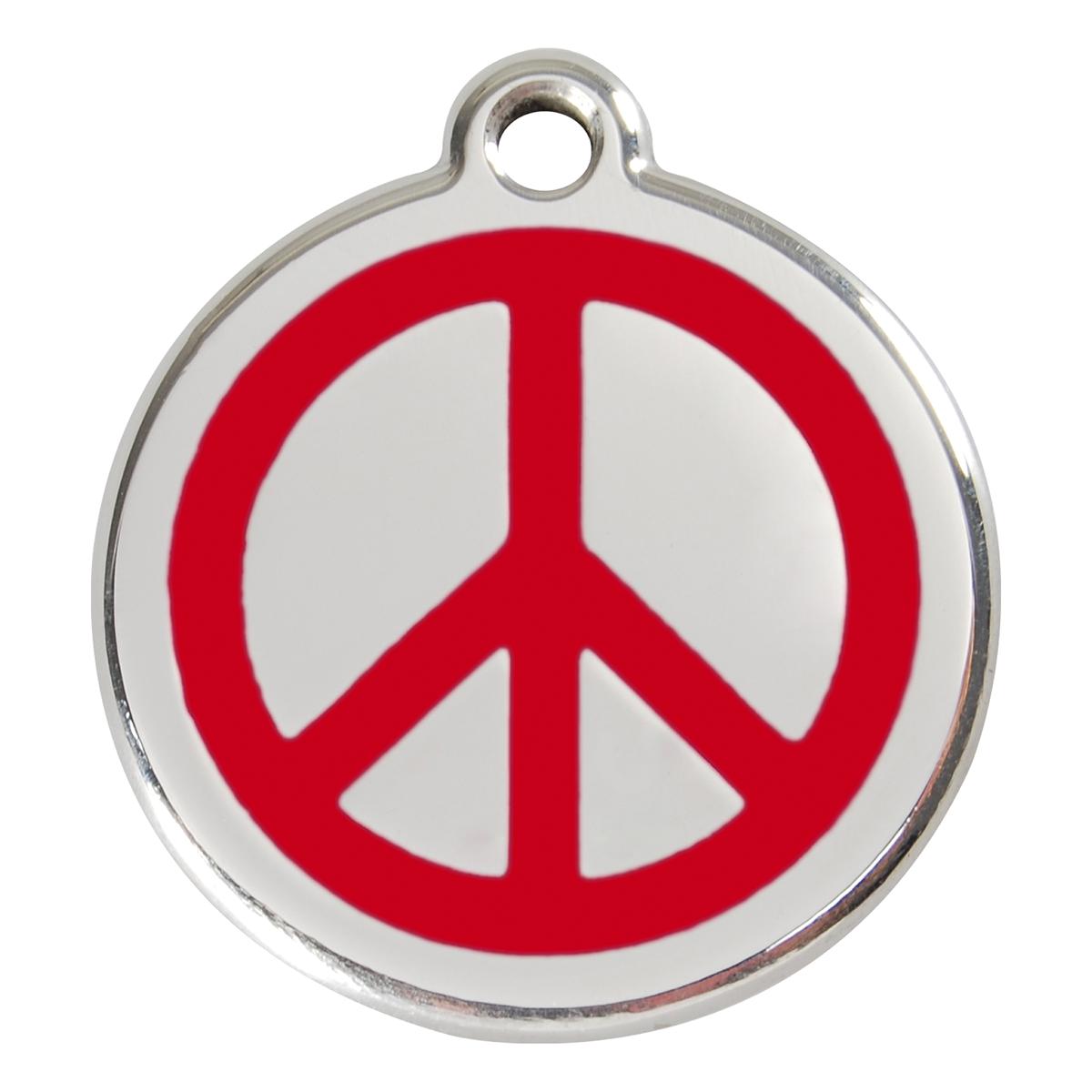 Stainless Steel And Enamel Peace Sign Red Dog ID Tag – Bitch New York