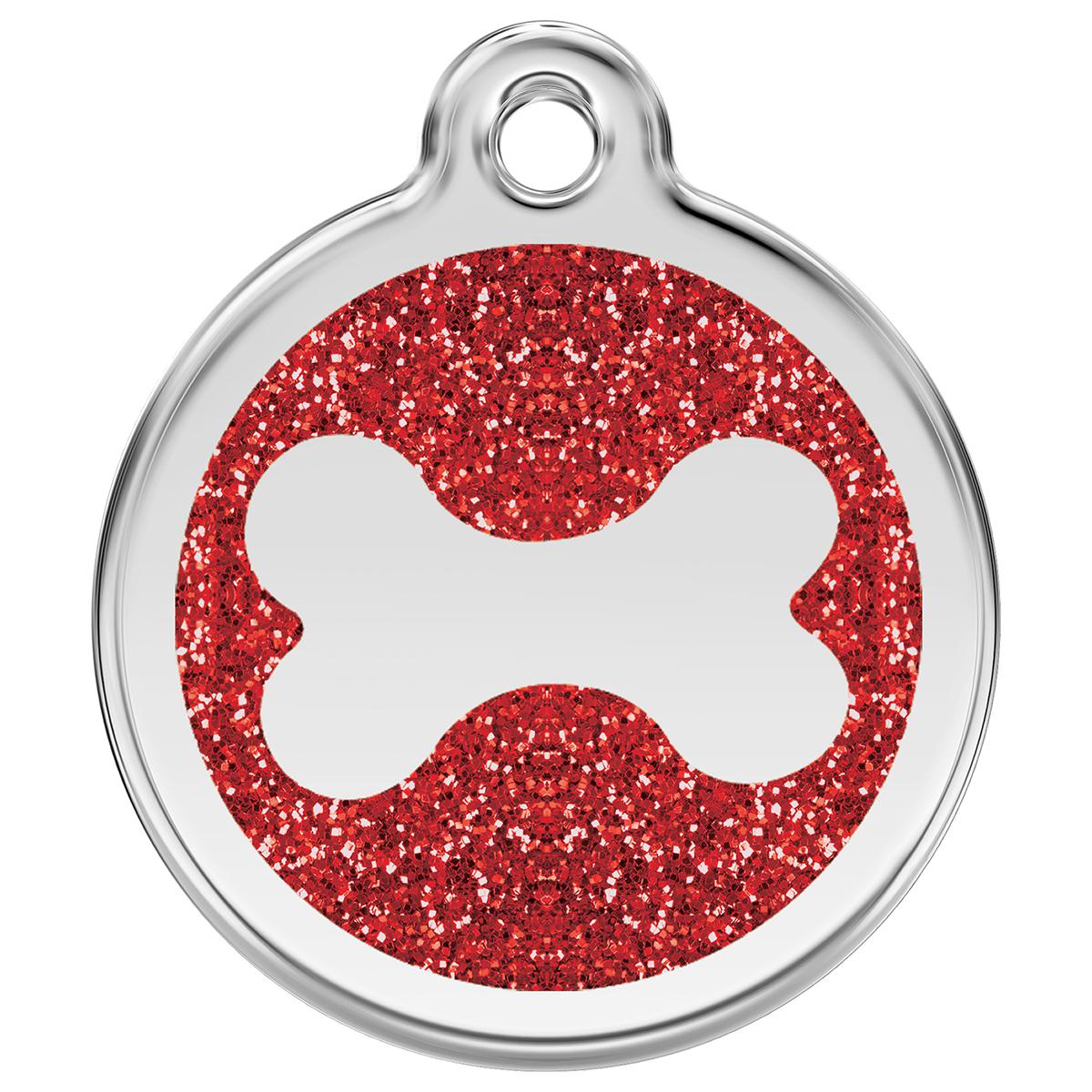 Stainless Steel And Glitter Enamel Bone Red Dog ID Tag – Bitch New York